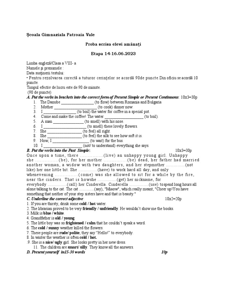 Examen Corigenta Cla A 8a | PDF