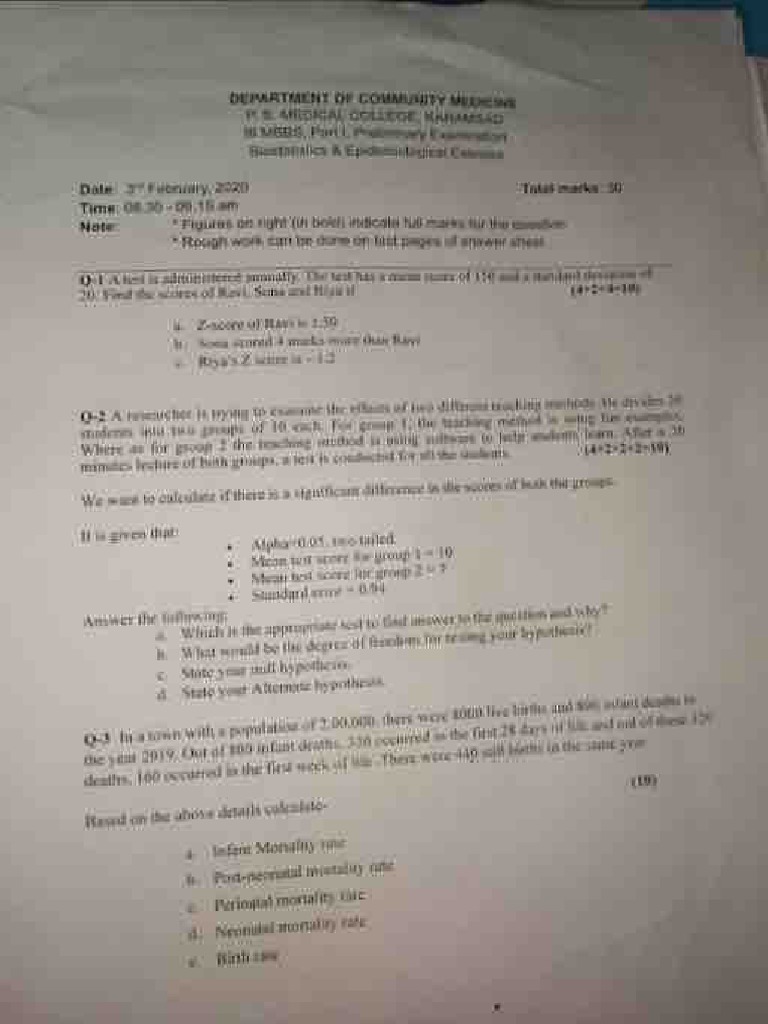 Biostatistics Practice Questions | PDF