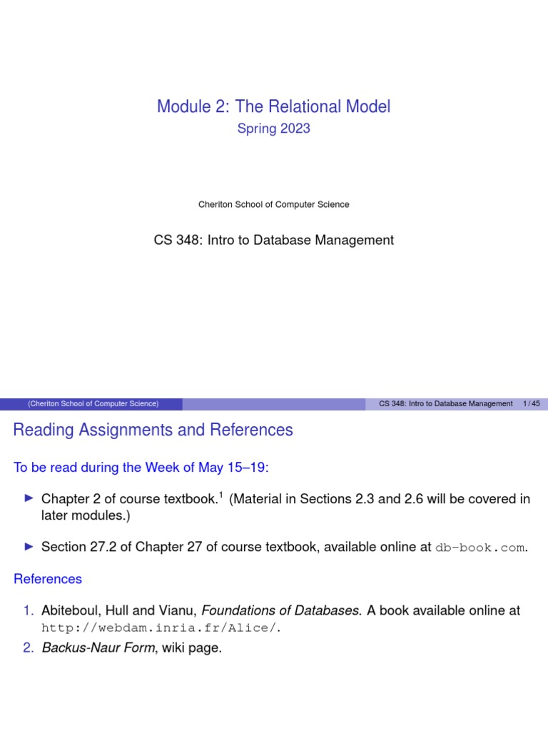 Handout Relational Pdf Relational Model Relational Database