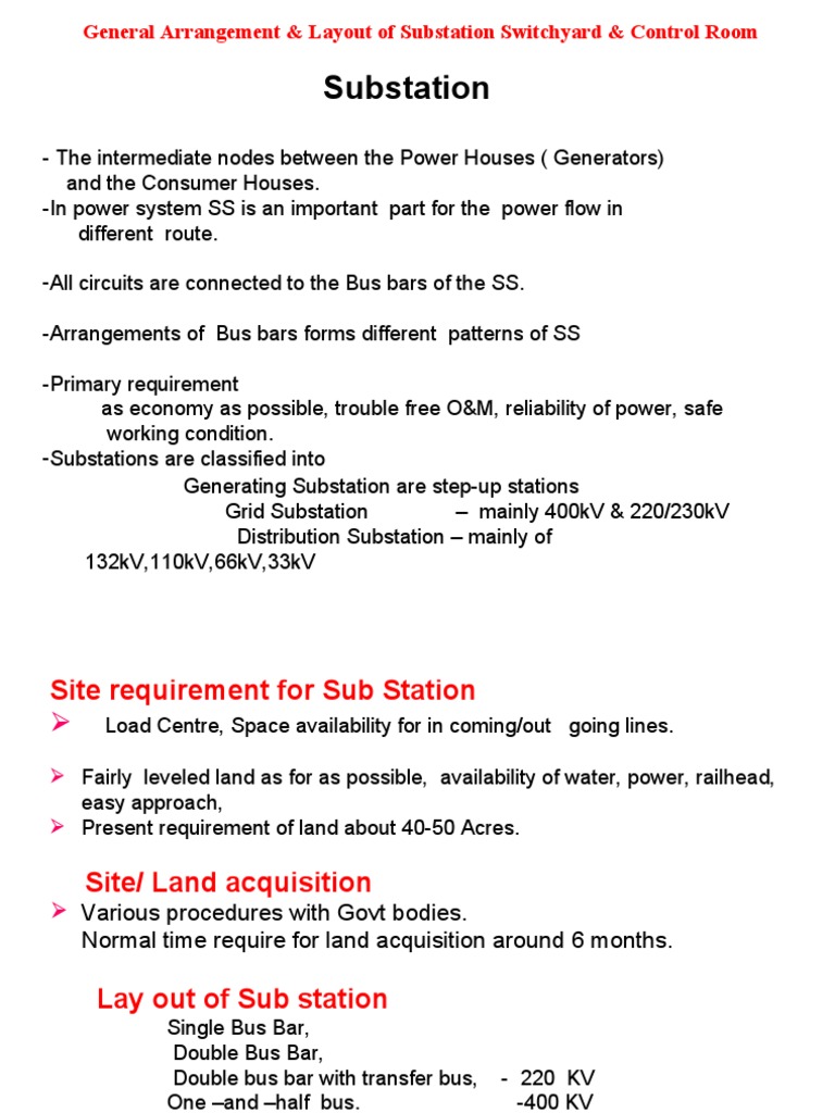 Substation Layout and Design Overview | PDF | Electrical Substation ...