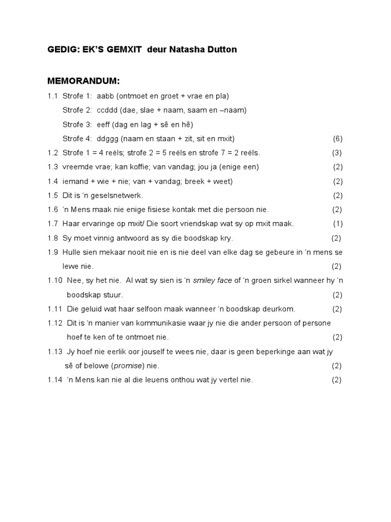 Gedig Memo Ek's Gemxit | PDF