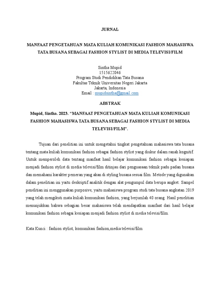 Sintha mupid ( jurnal tata busana) | PDF