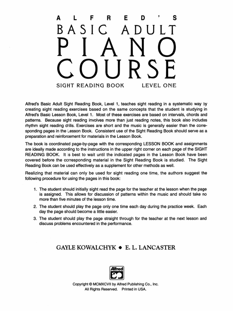 Alfred Sight Reading Level 1 | PDF