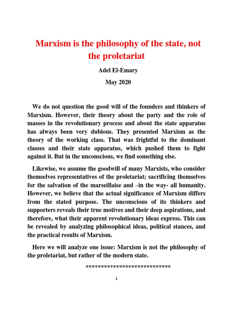 Marxism Is The Philosophy of The State | PDF | Marxism | Communism