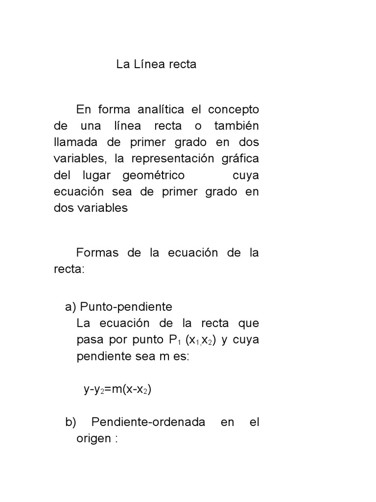 Ecuaciones de la Línea Recta en 2D | PDF | Métodos y materiales de ...