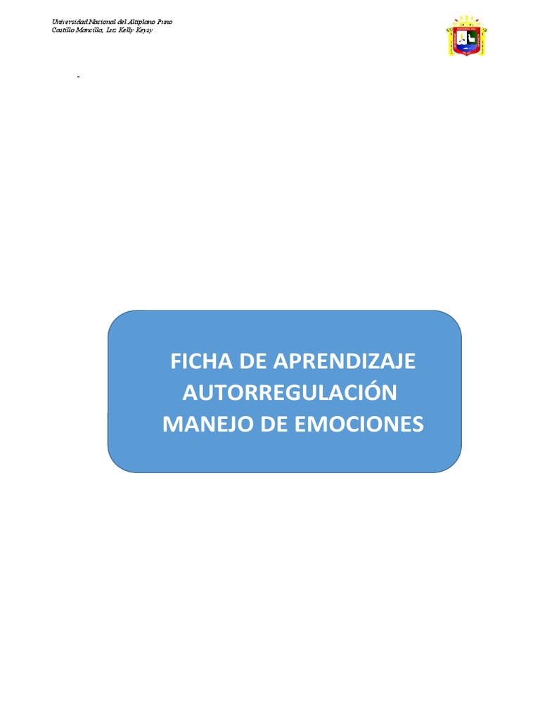 Ficha de autorregulacion | PDF | Las emociones | Autoorganización