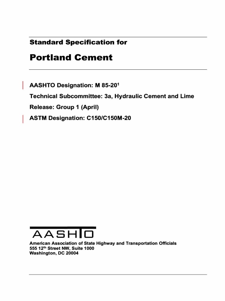 Aashto M 85-20 | PDF | Cement | Concrete