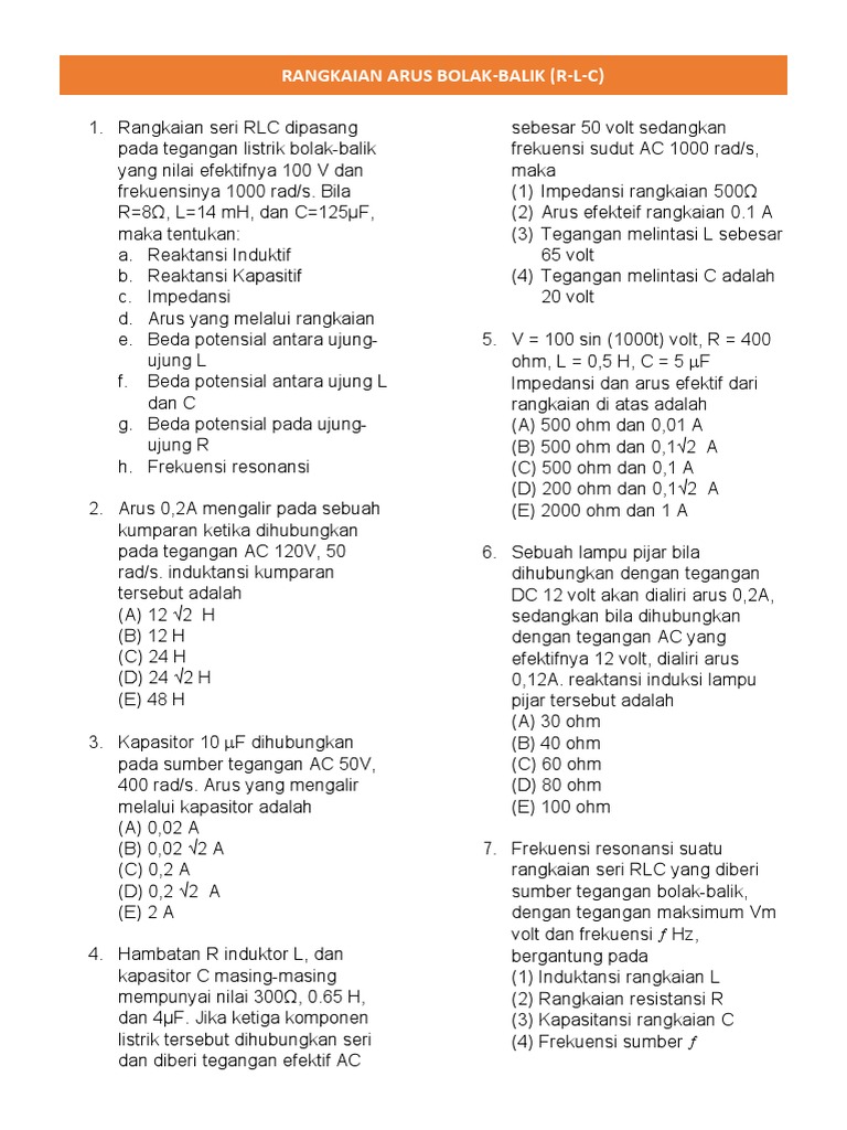 Arus Bolak-Balik RLC | PDF