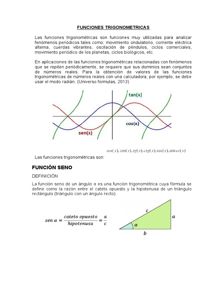 FUNCION SENO | PDF | Funciones trigonométricas | Seno