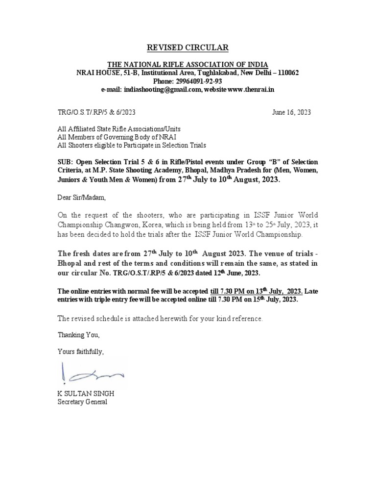 Revised Circular Group-B Trials-5&6 | PDF | Tools | Combat