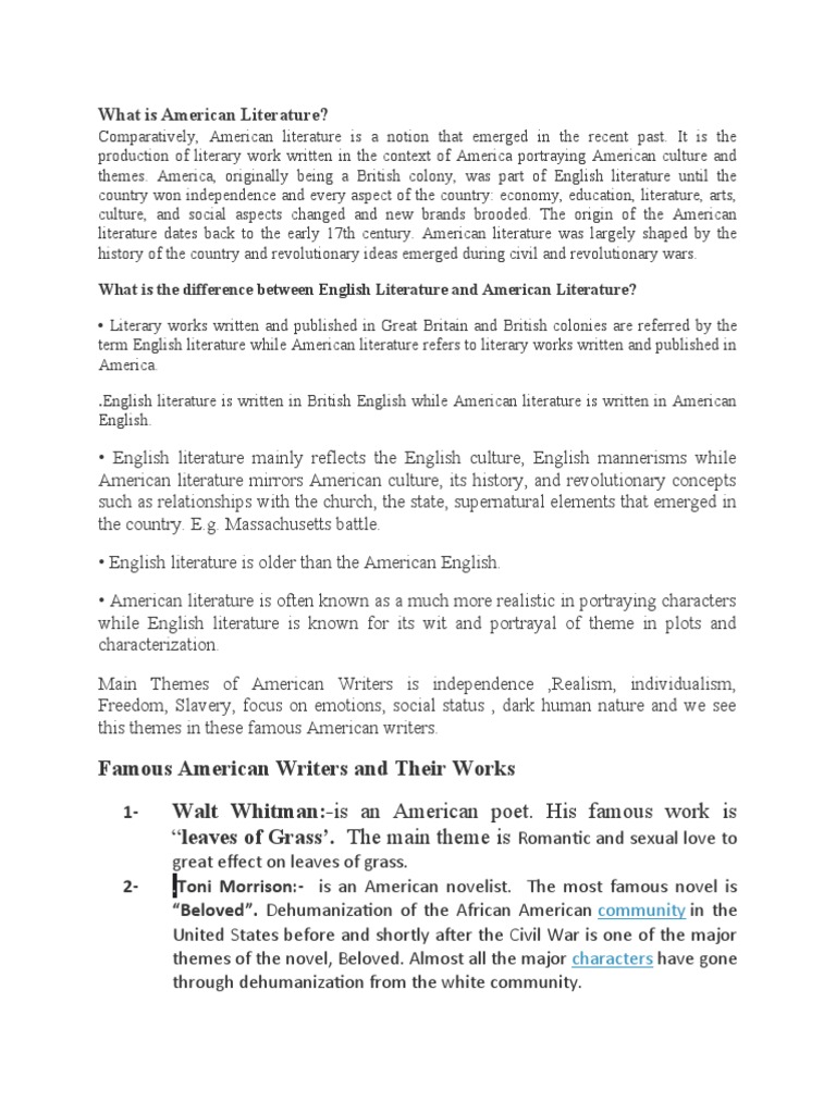 American Writers | PDF | American Literature | English Literature