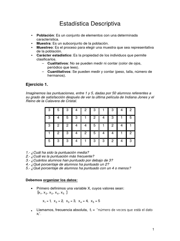 Estadistica Descriptiva | PDF | Media | Estadísticas