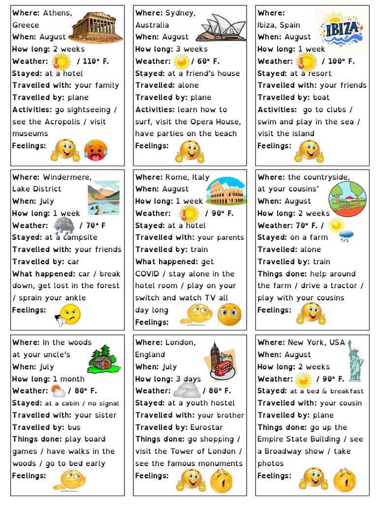 Role Cards Summer Holidays V2 | PDF | Tourism