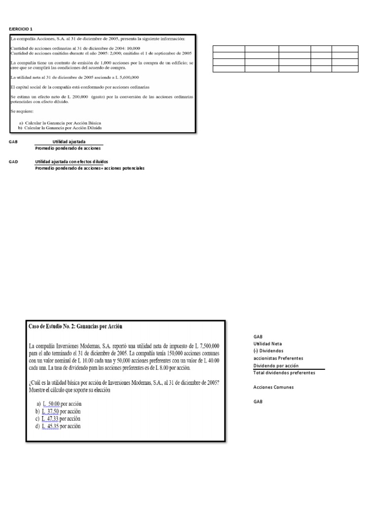 Formato Ejercicios NIC 33 | PDF