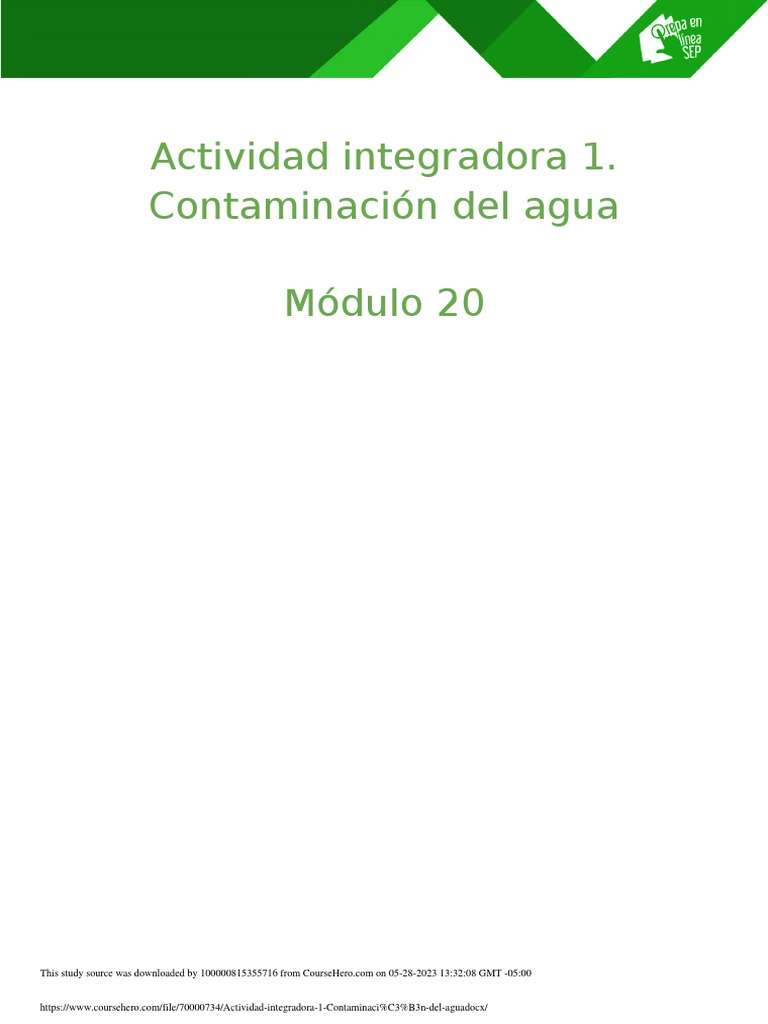 Actividad Integradora 1. Contaminaci N Del Agua | PDF | Agua | La contaminación del agua