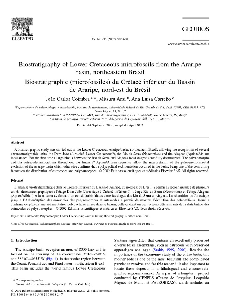 Biostratigraphy of Lower Cretaceous Microfossils From The Araripe Basin ...