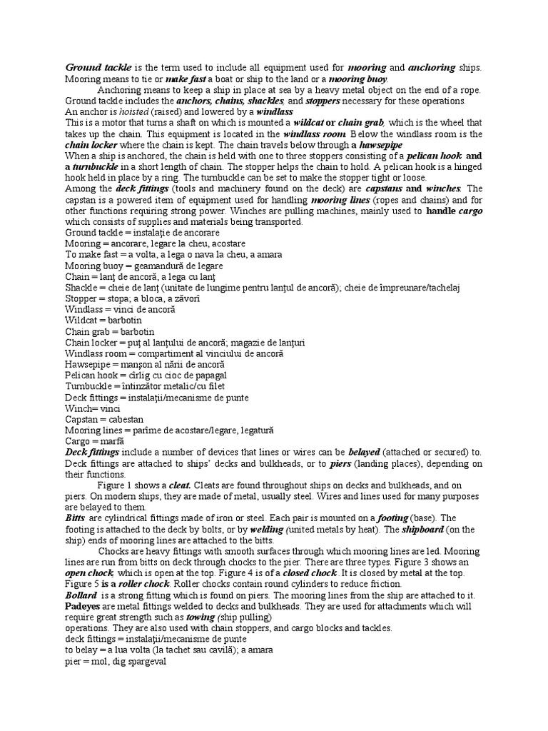 Ground Tackle Is The Term Used To Include All Equipment Used For Mooring and Anchoring Ships ...