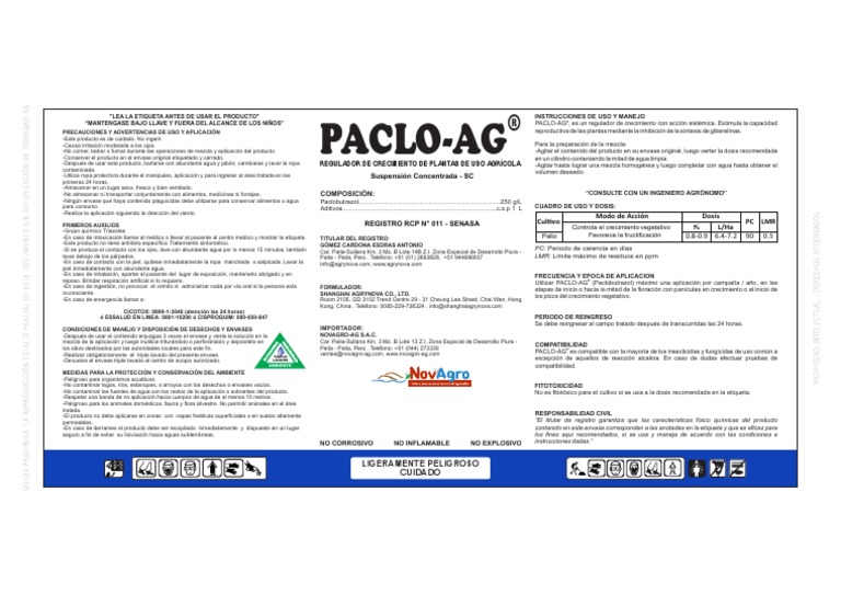 Etiqueta de Paclo-Ag | PDF | Agua | Agua subterránea