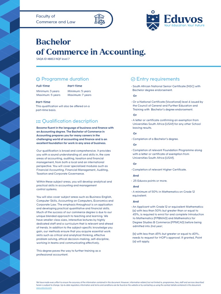 Bachelor of Commerce in Accounting | PDF | Accounting | Accountant