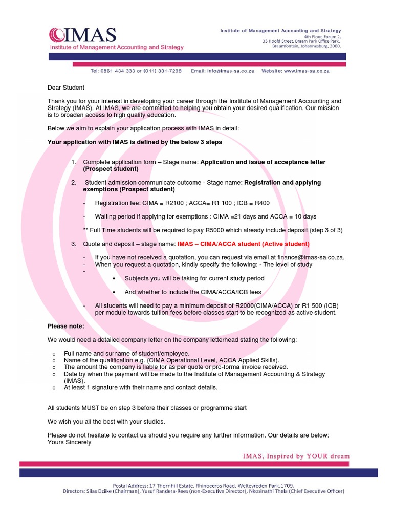 IMAS Application Process CIMA - ICB - ACCA | Download Free PDF | Management Accounting | Business