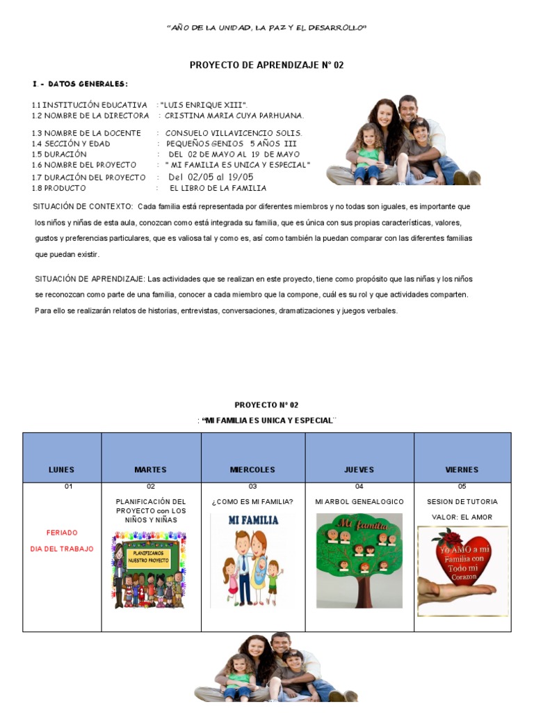 PROYECTO 2 Mi Familia Es Única | PDF | Evaluación | Amor