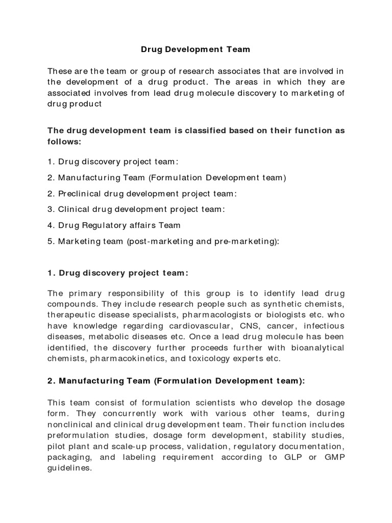 Drug Development Team | PDF | Drug Development | Medicinal Chemistry