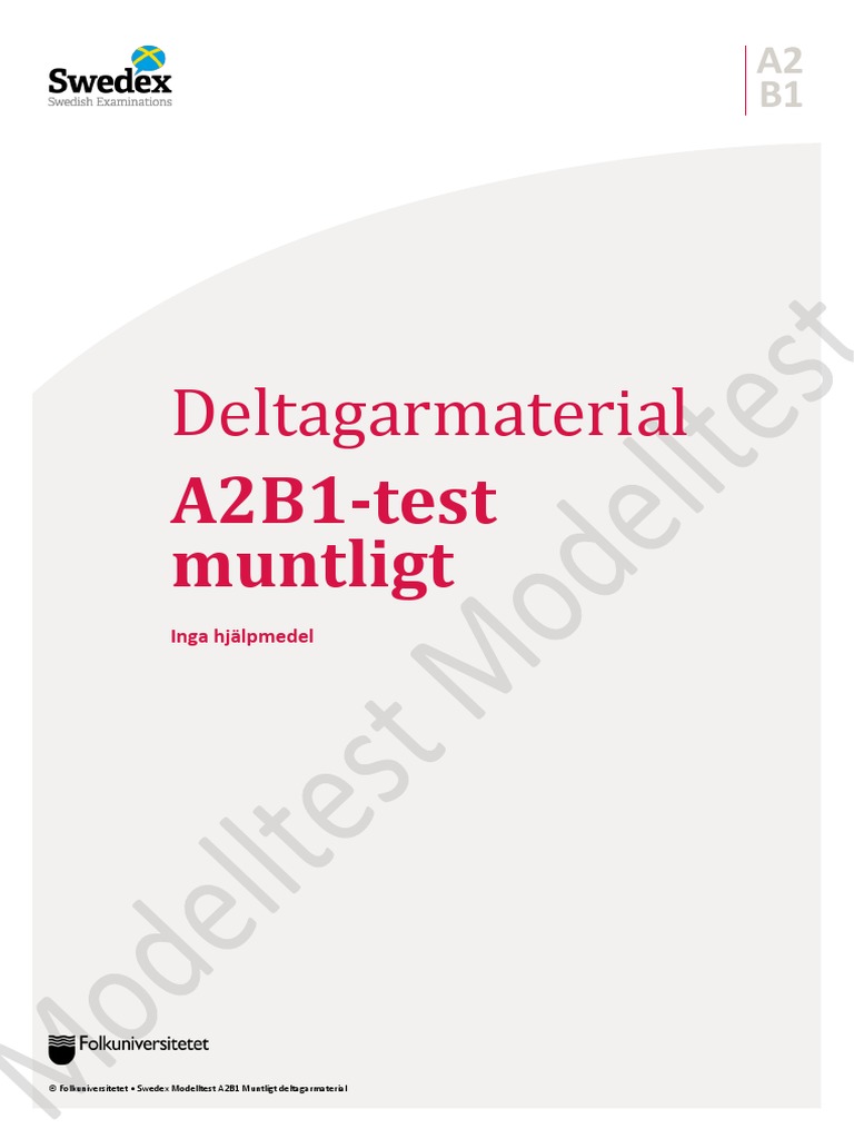Modelltest A2b1 Muntligt Deltagarmaterial | PDF