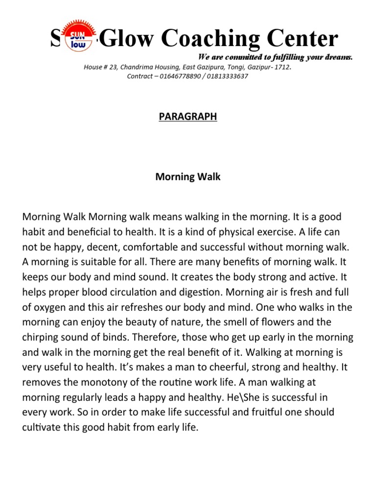 PARAGRAPH Morning Walk | PDF