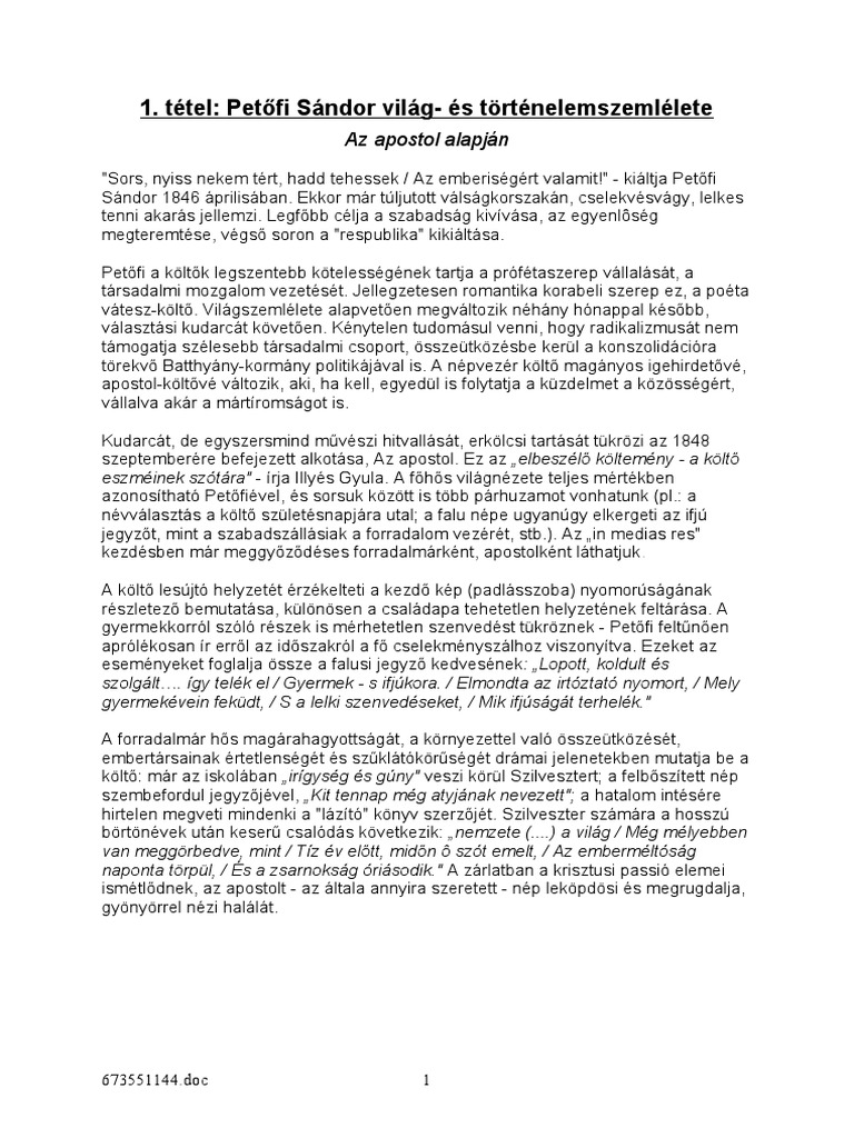 01 Tetel - Petofi Sandor | PDF