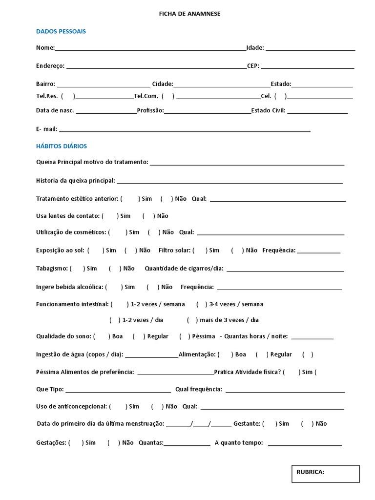 FICHA DE ANAMNESE feita | PDF | Epilepsia | Remédio