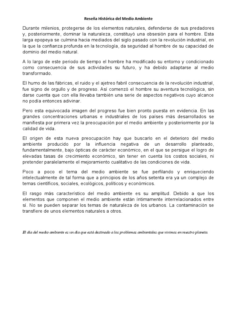 Reseña Medio Ambiente | PDF | Ciencia y matemáticas