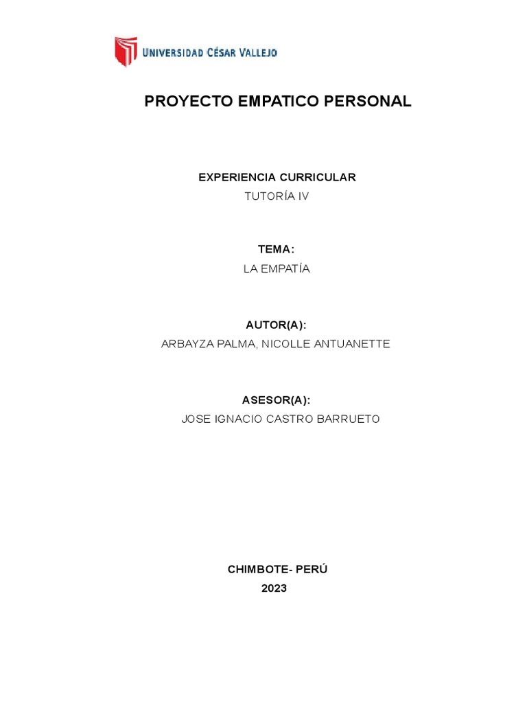 Esquema Proyecto Empático personal-avance.docx (4) | PDF | Empatía | Las emociones