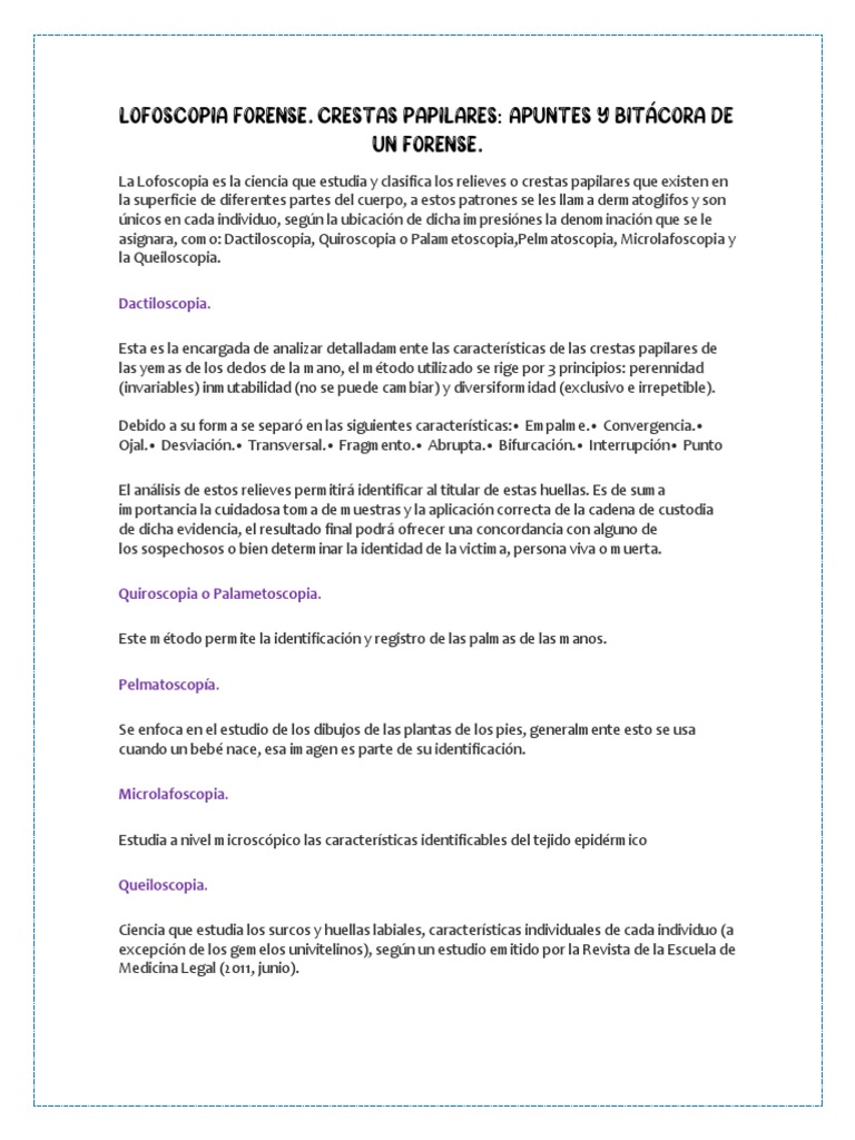 Lofoscopia Forense | PDF