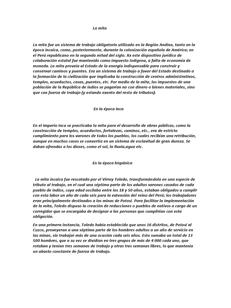 La mita | PDF | Economias | América del Sur