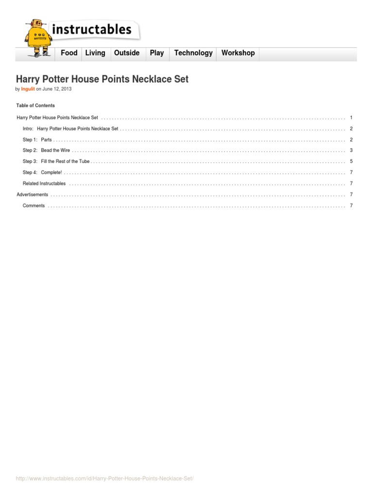 Harry Potter House Points Necklace Set | PDF | Necklace | Jewellery