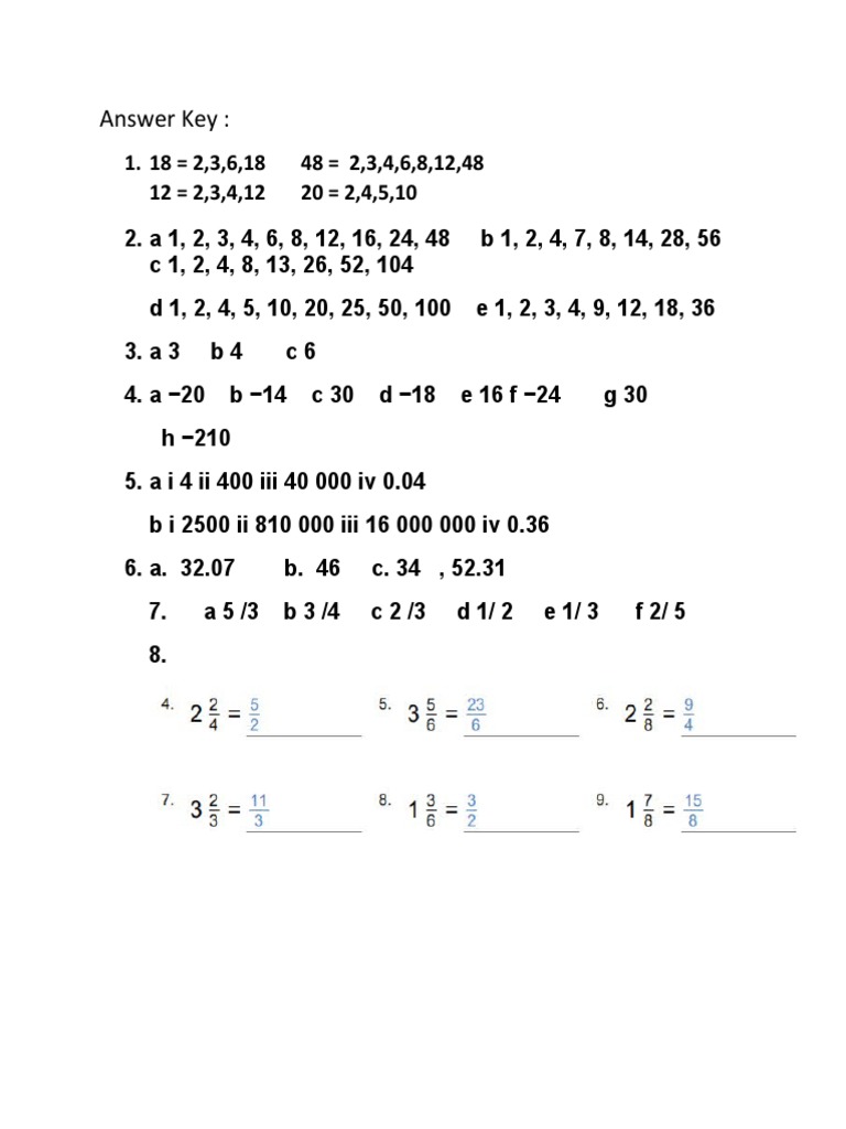YEAR 7 EOY Answer Scheme | PDF