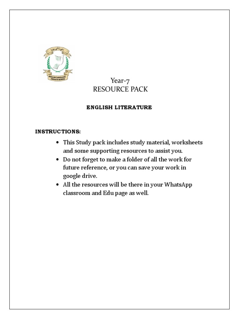 Year-7 LIT ANS KEY STUDY PACK 22-23 | PDF | Twelfth Night | Julius Caesar