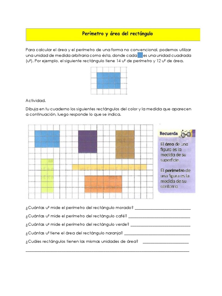 Cálculo de Área y Perímetro en Rectángulos | PDF