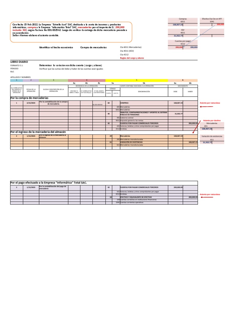 Ejercicio - Asiento Contable Solución | PDF | Contabilidad | Business