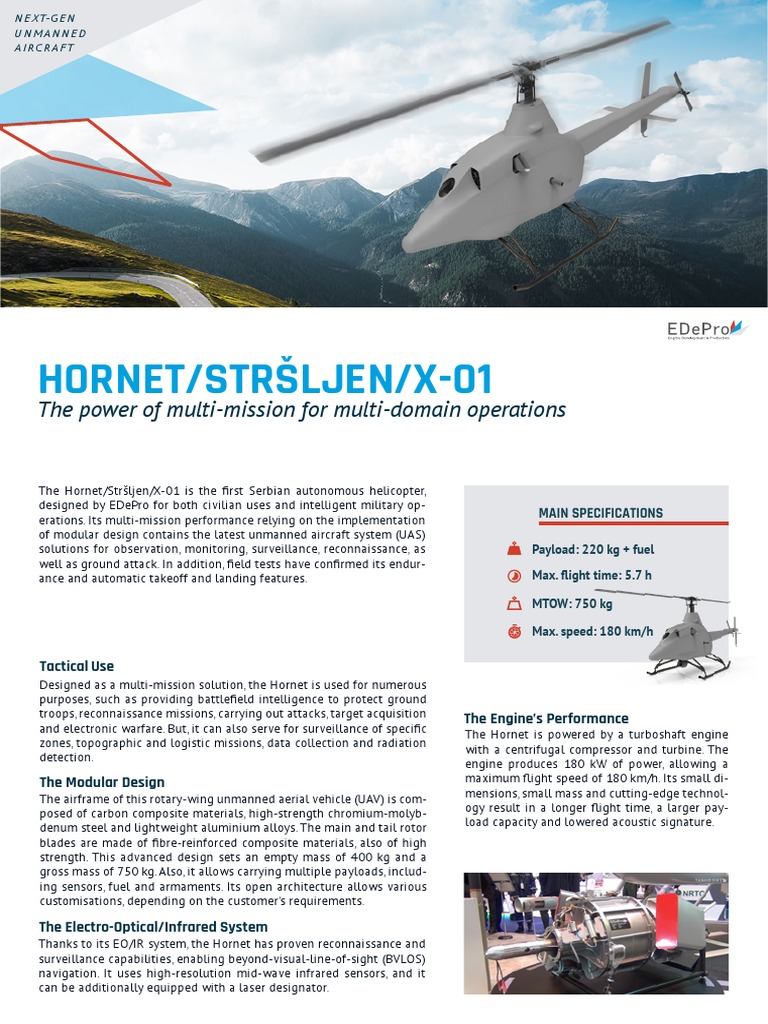 Hornet Datasheet | Download Free PDF | Unmanned Aerial Vehicle | Helicopter