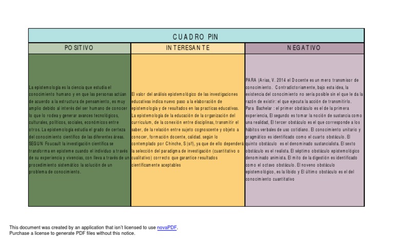 CUADRO PIN | PDF | Conocimiento | Experiencia