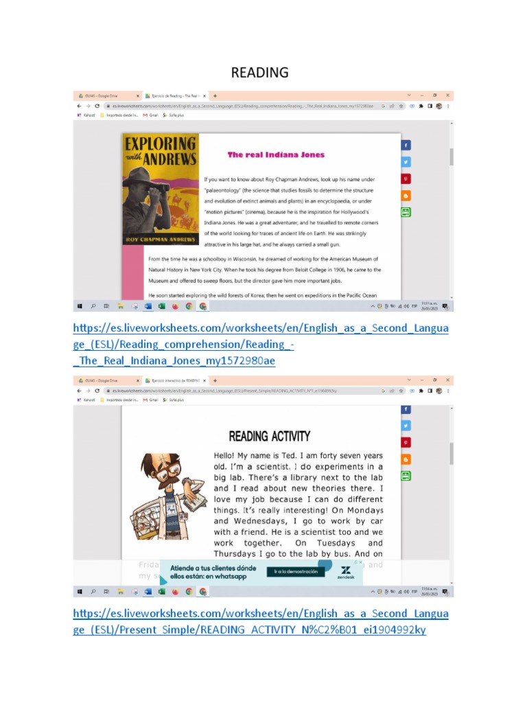 ESL Reading Comprehension Activities | PDF