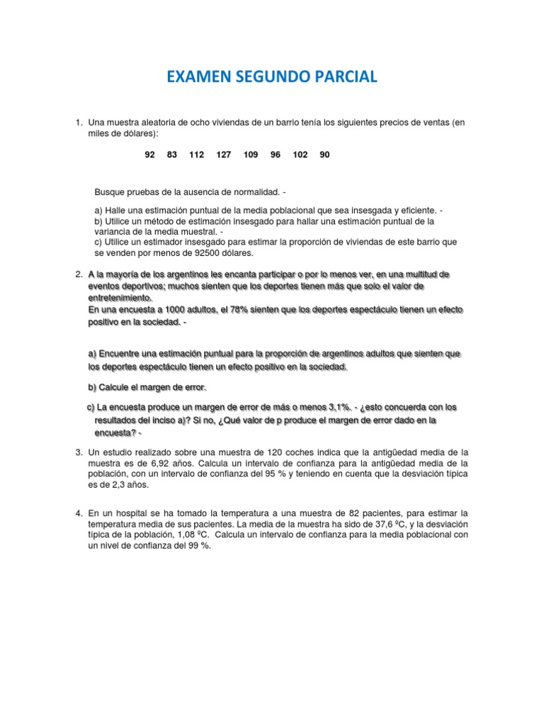 Examen de Estadistica Ii | PDF