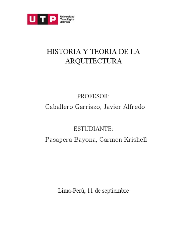 TP1 - Historia Arq.1 - PASAPERA BAYONA CARMEN KRISHELL | PDF | Arquitecto