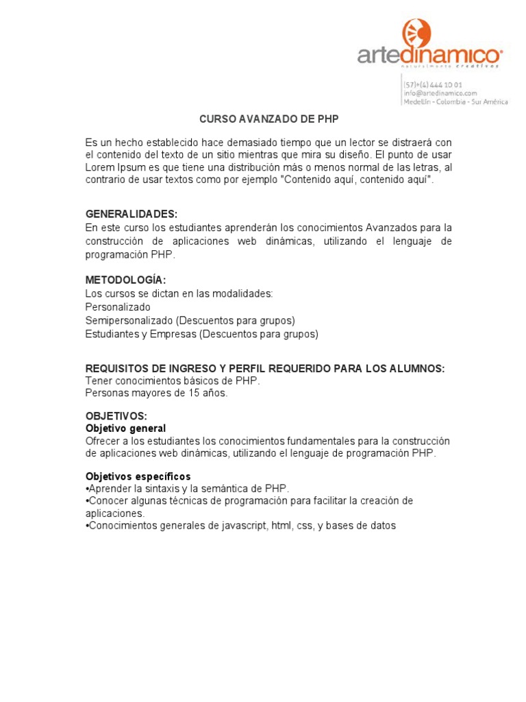 Curso PHP Nivel Avanzado | PDF Curso PHP Nivel Avanzado | PDF