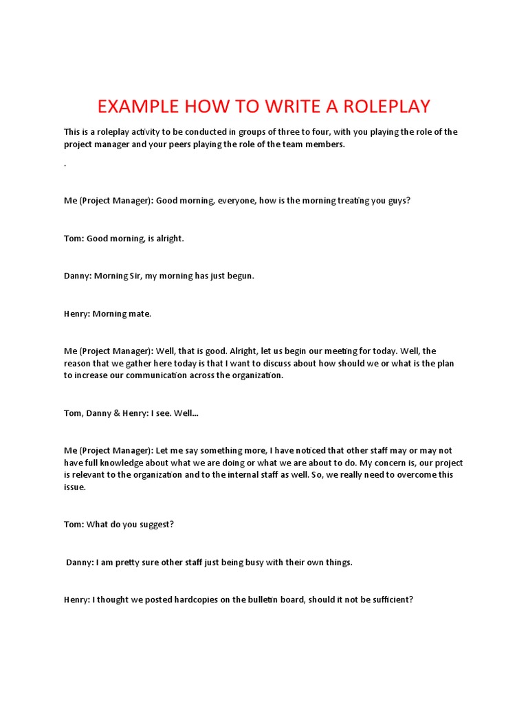 Example How To Write A Roleplay | PDF