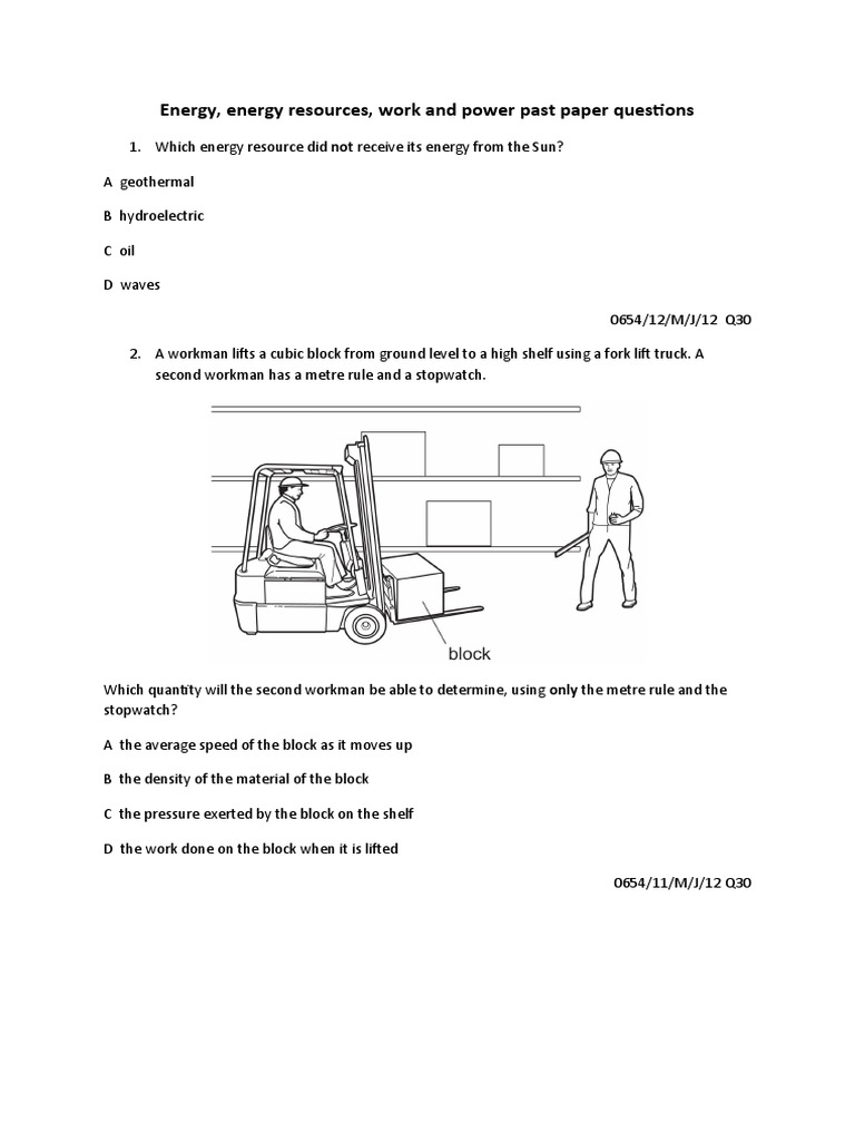 past-paper-questions-energy-work-and-power | PDF | Power Station ...