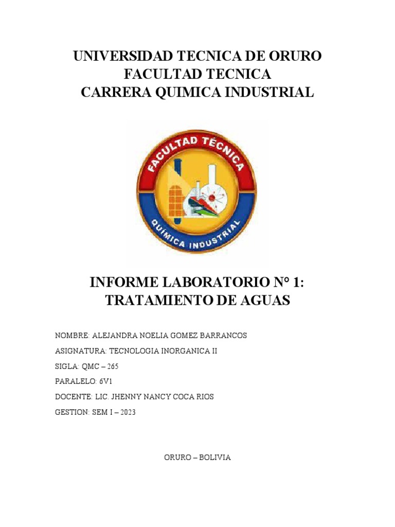 Lab 1 QMC - 265 | PDF | Química Física | Agua