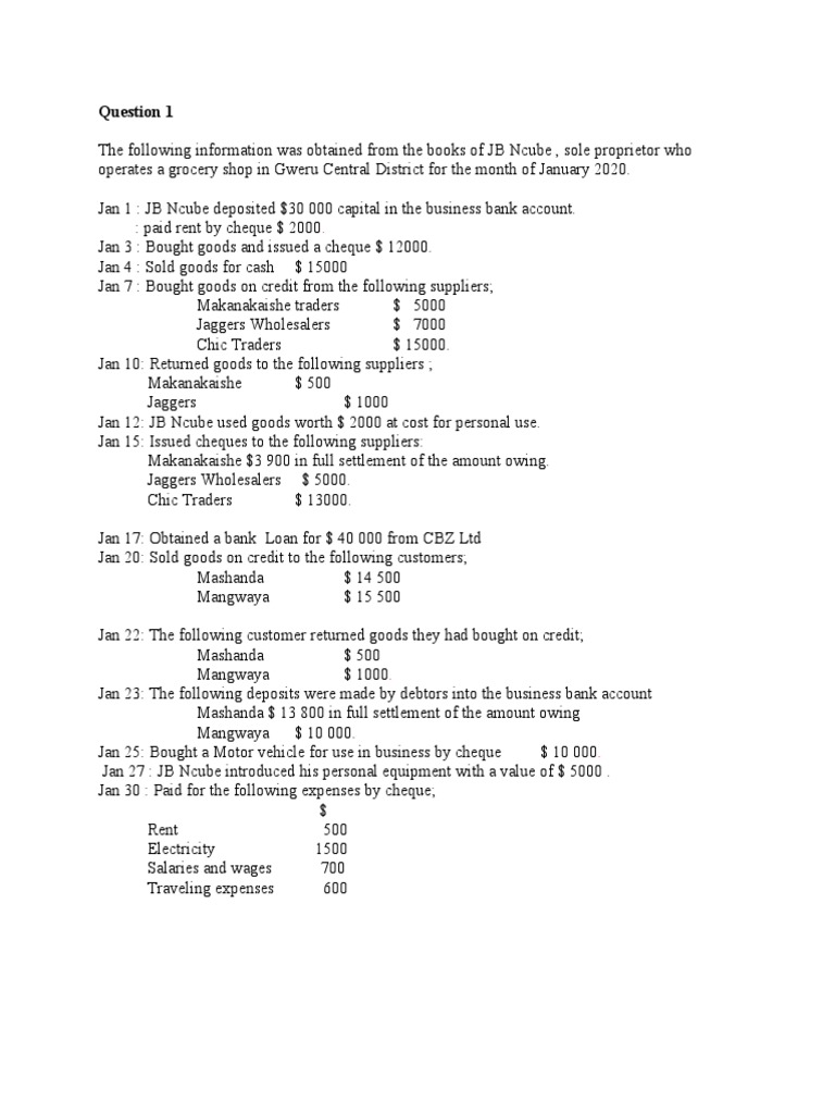 Accounting Data Processing Exercise 1 Pdf Debits And Credits Accounting 