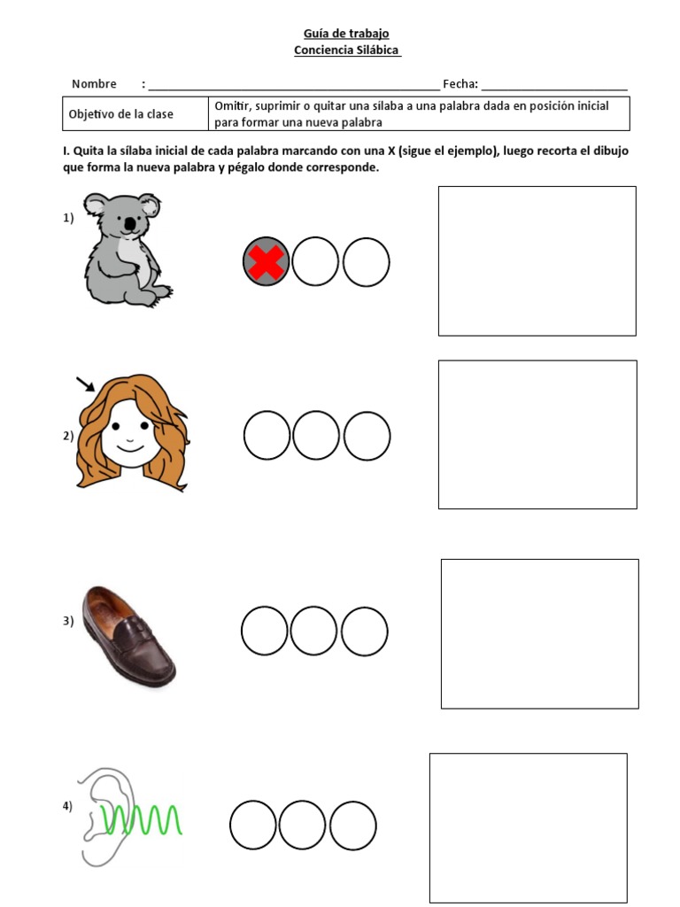 Guía de Trabajo 2 Omisión Silaba Inicial | PDF